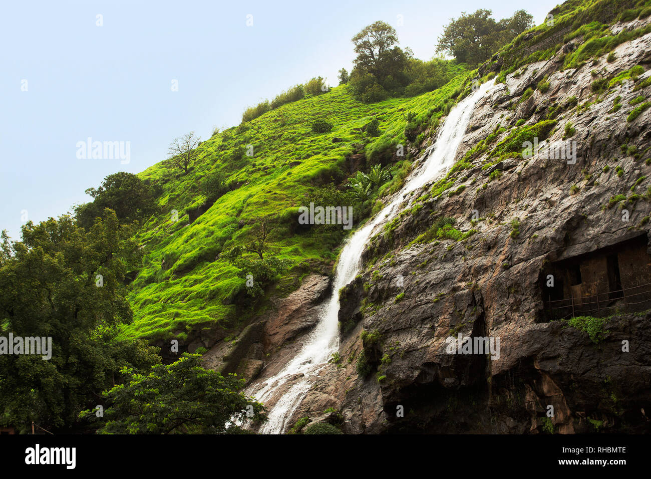 Waterfall in cloudy weather in Maharashtra, India Stock Photo - Alamy