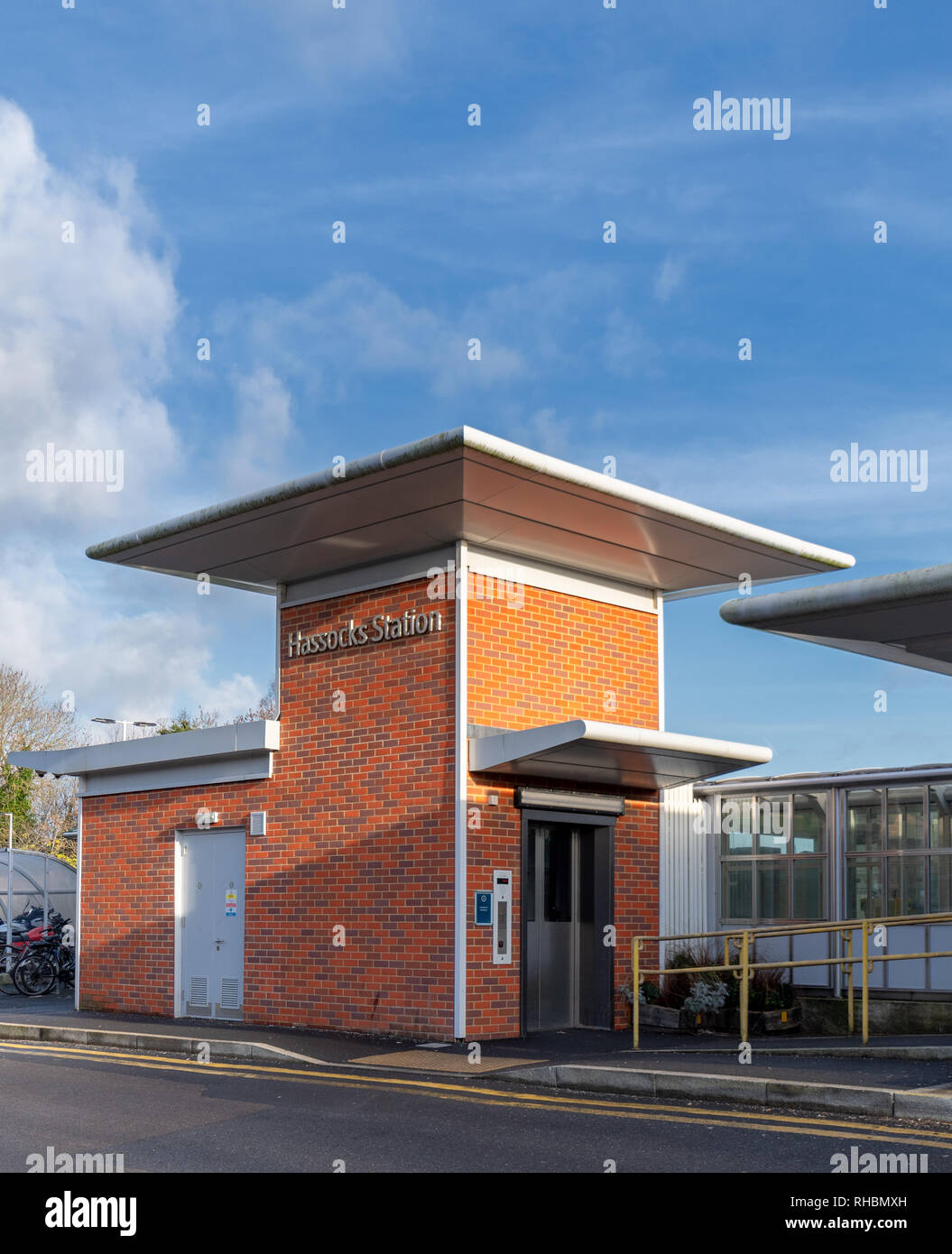 The lift building at Hassocks Station in Sussex Stock Photo - Alamy