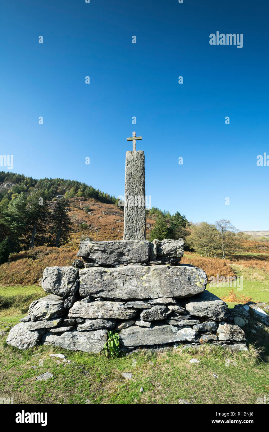 Llyn Geirionydd in North Wales the location of the Taliesin monument ...