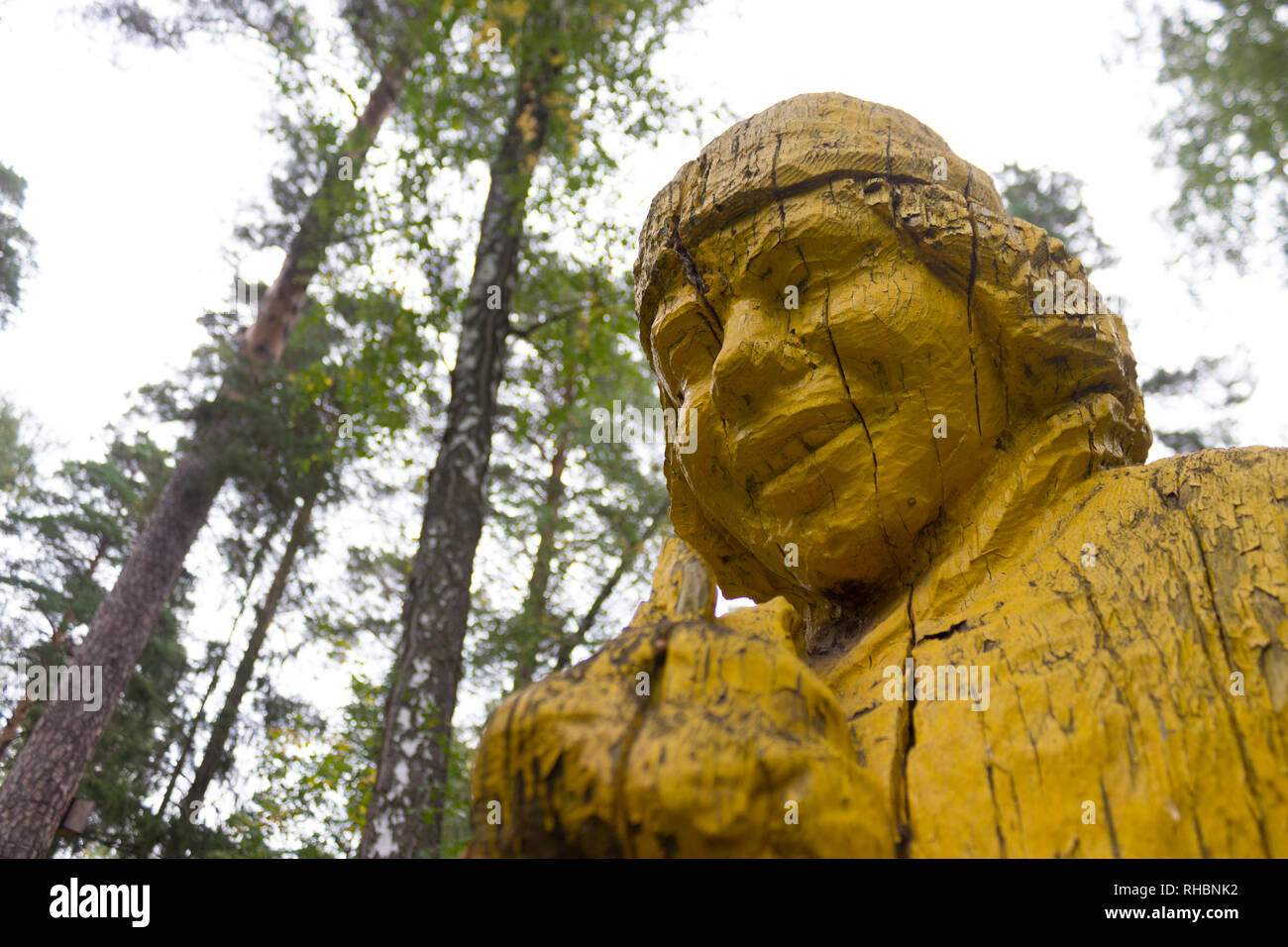 old wooden figure. big old scary statue Stock Photo - Alamy