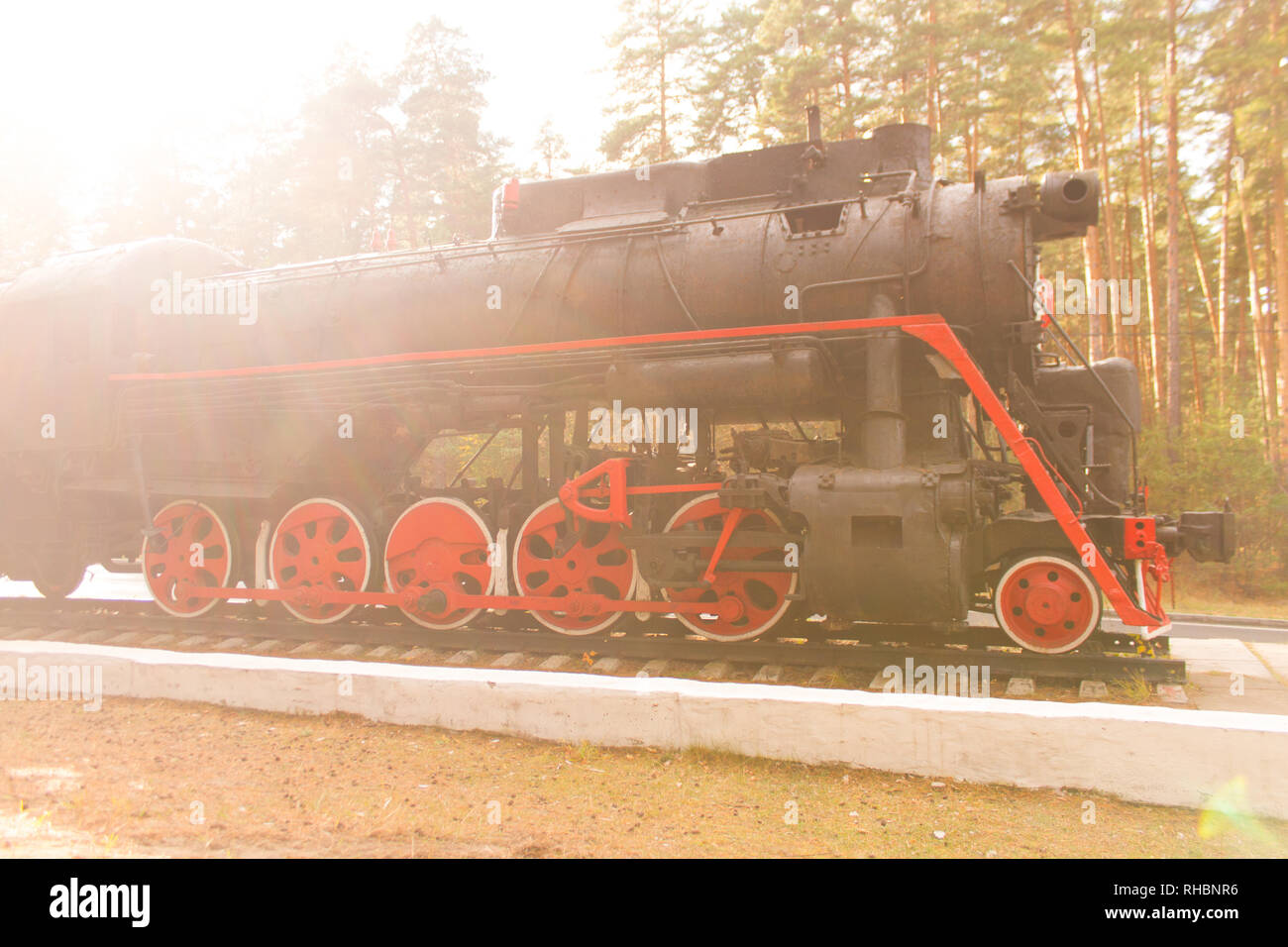 old retro train on a railroad. toned image Stock Photo - Alamy