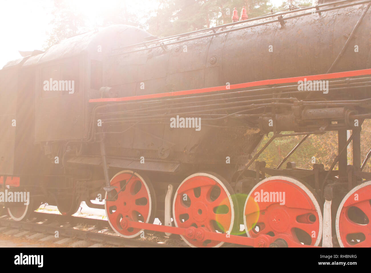 old retro train on a railroad. toned image Stock Photo - Alamy