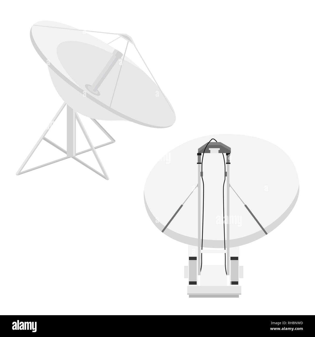 Isometric set Satellite dish antennas on white. Wireless communication equipments Stock Vector ...