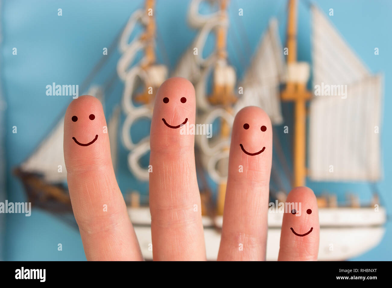 fingers as pirate ship crew. concept image Stock Photo - Alamy