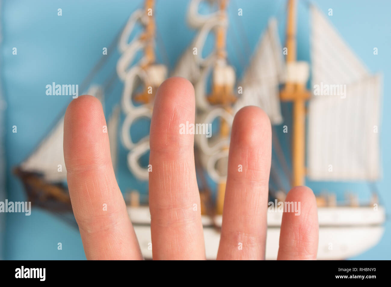 fingers as pirate ship crew. concept image Stock Photo - Alamy