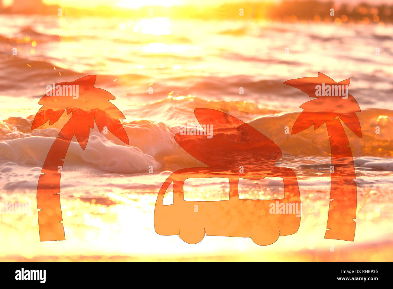 surf car on the beach against sunset sky Stock Photo - Alamy
