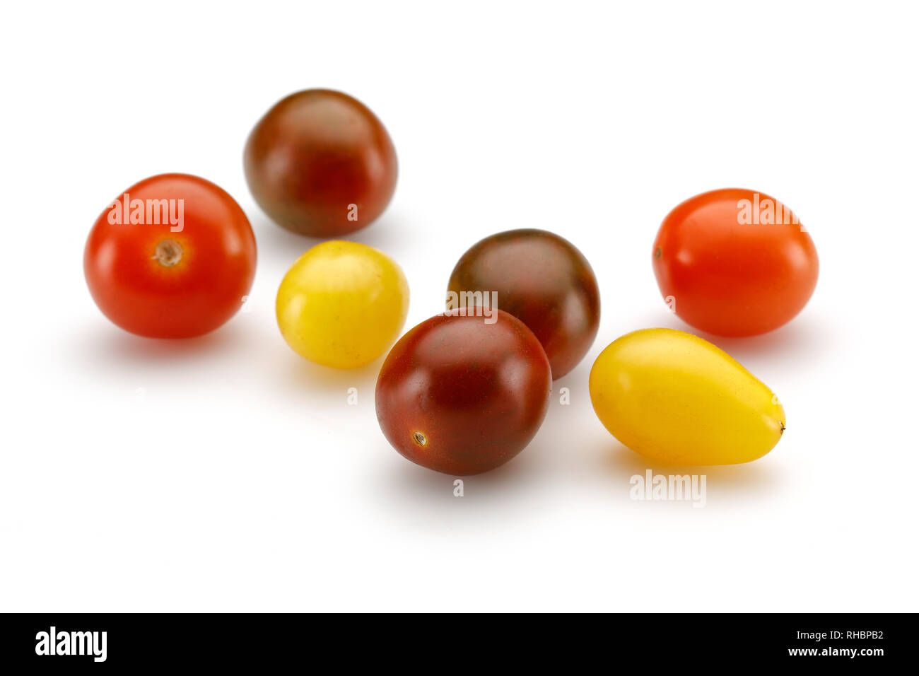 Assorted colours cherry tomatoes, isolated on white background Stock ...
