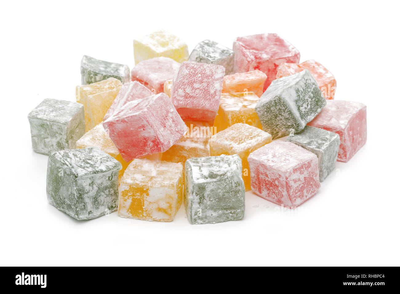 Mixed Turkish delight isolated on white background Stock Photo - Alamy