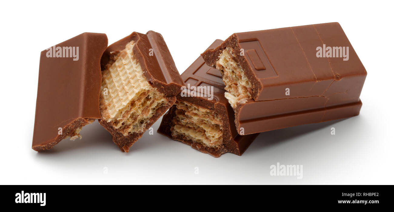 Chocolate coated wafer isolated on white background Stock Photo - Alamy