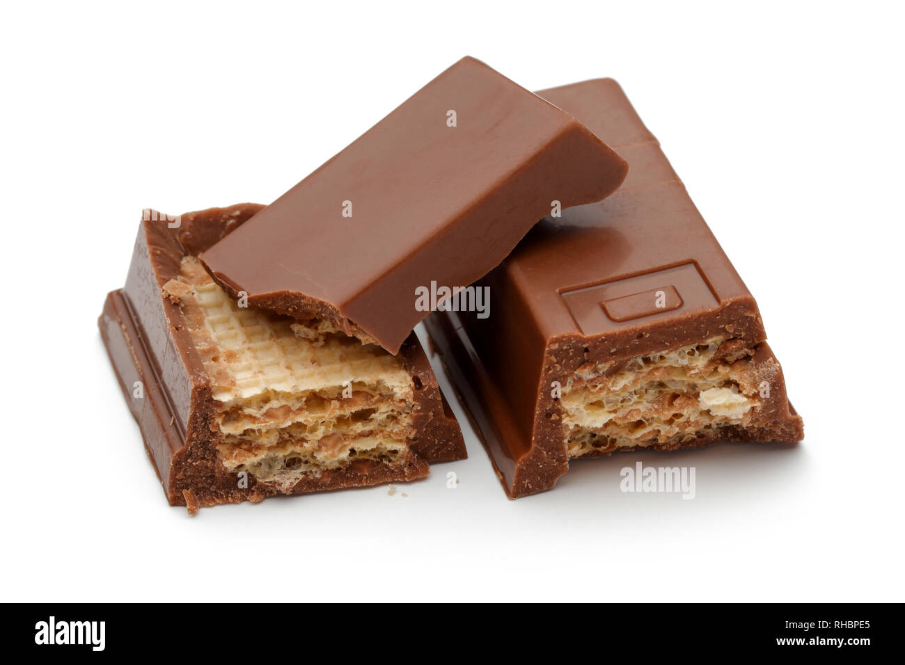 Chocolate coated wafer isolated on white background Stock Photo - Alamy