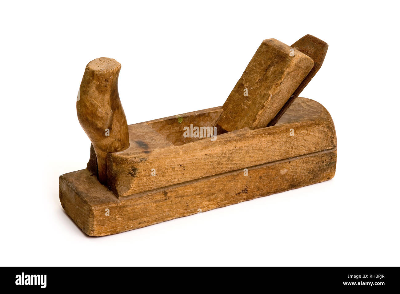 Wood plane tool isolated on white background Stock Photo - Alamy