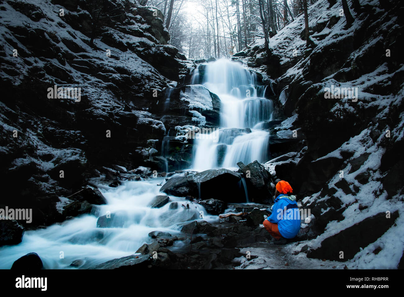 Girl In Front Waterfall High Resolution Stock Photography and Images ...