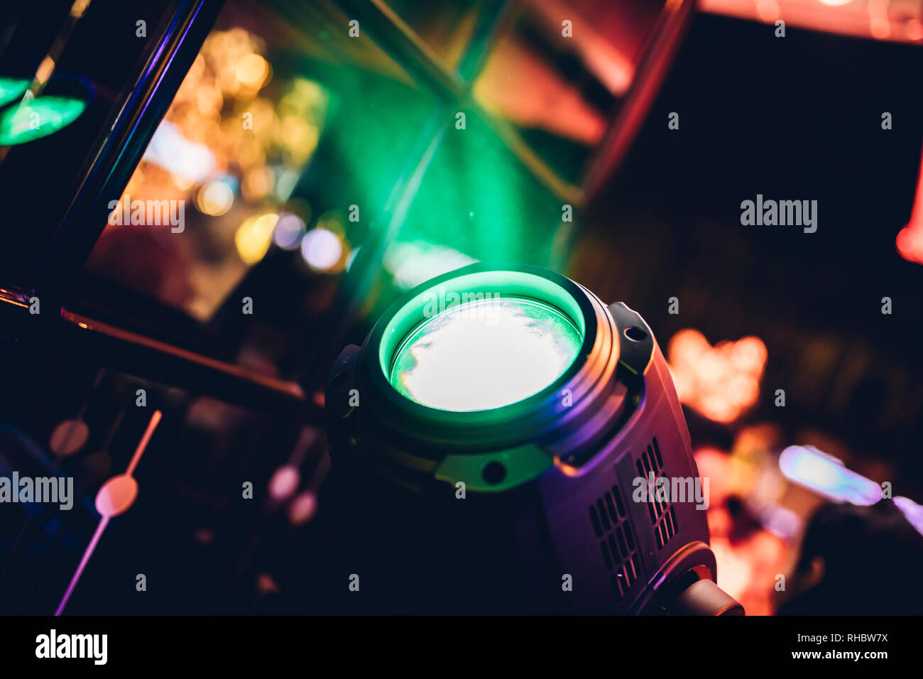 Stage lights or spot lights at the concert, disco, club or bar ...