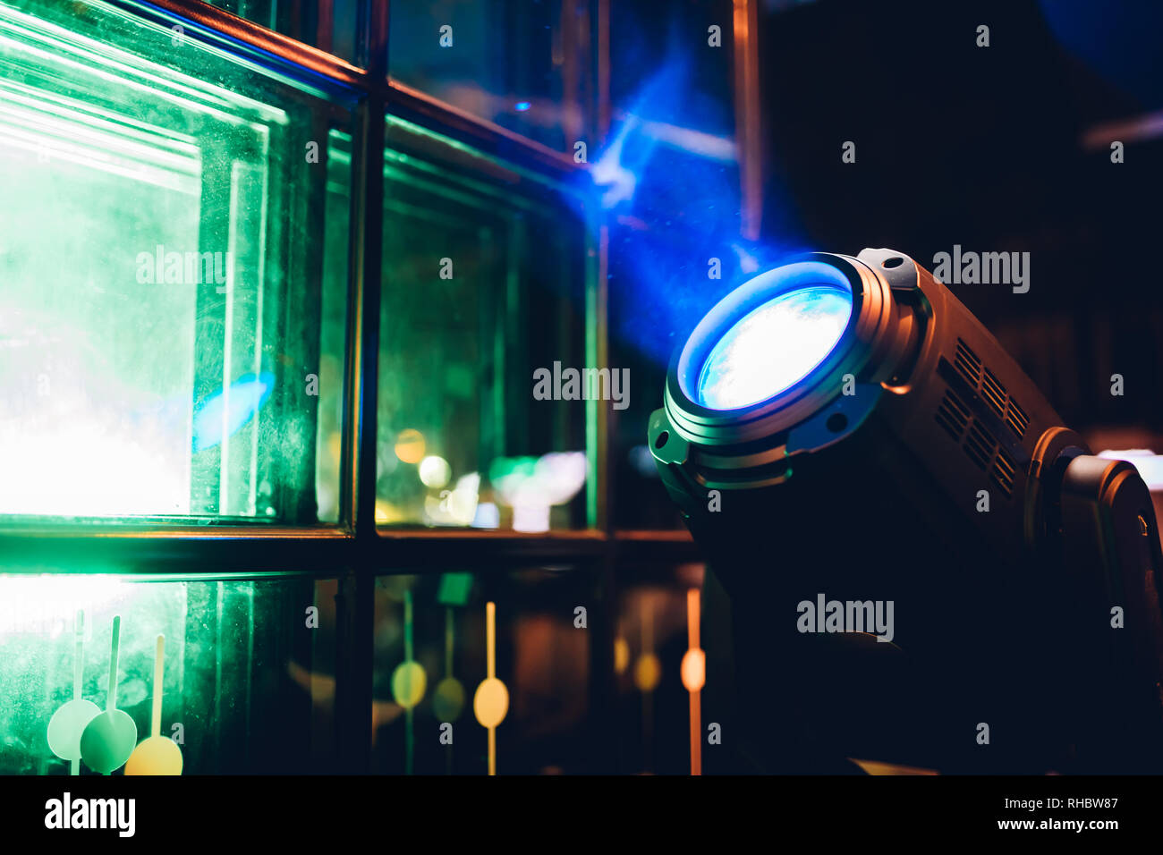 Stage lights or spot lights at the concert, disco, club or bar ...