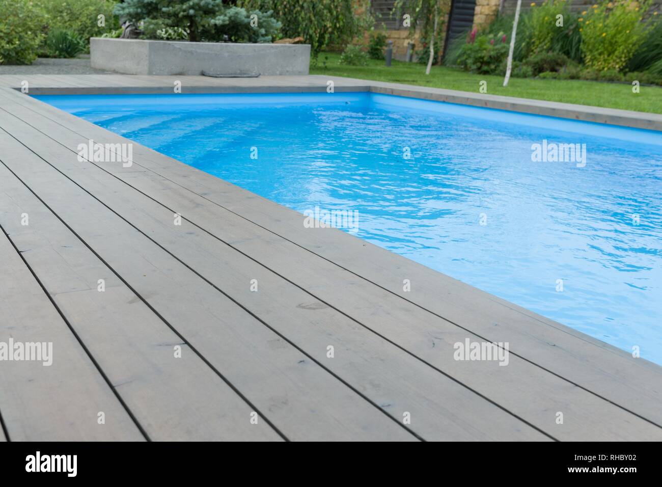 Special wooden board around the swimming pool, texture, background ...