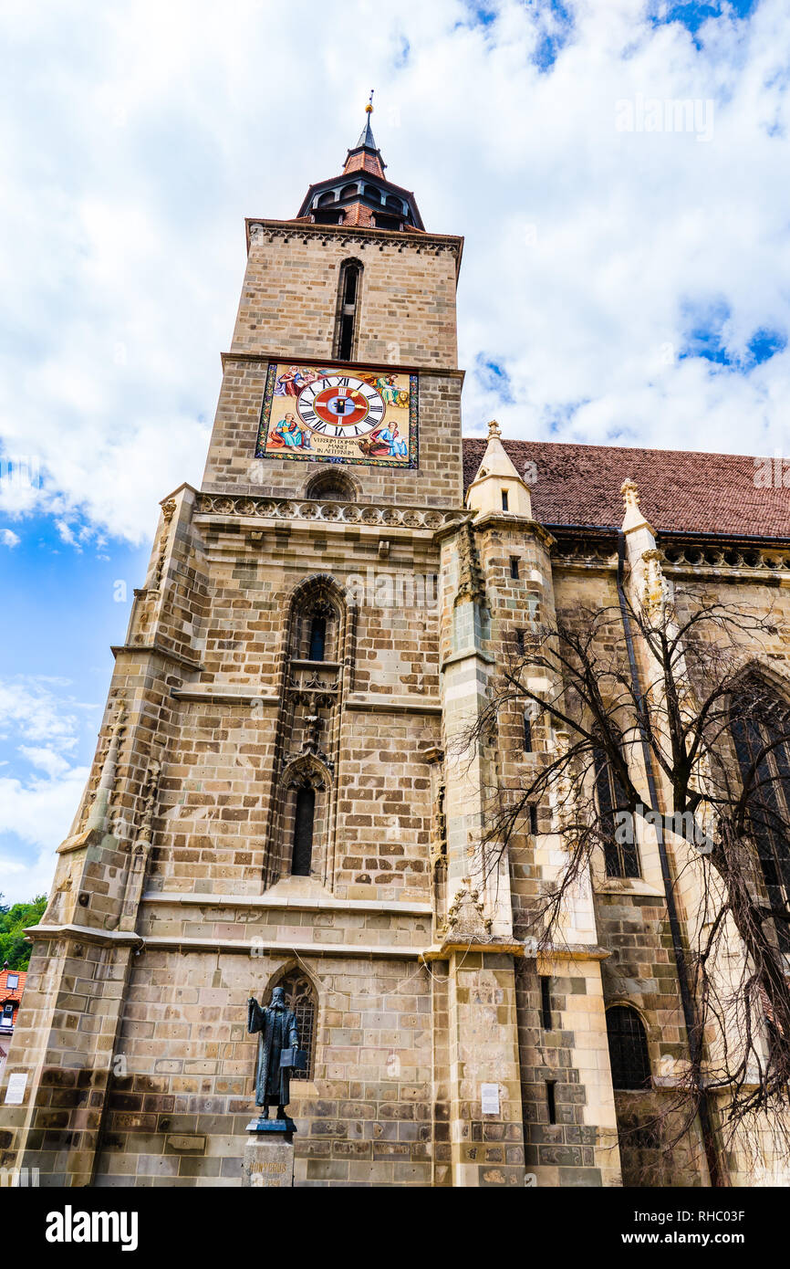 Brasov, Romania: The tower of the saxon Black Church built between the ...