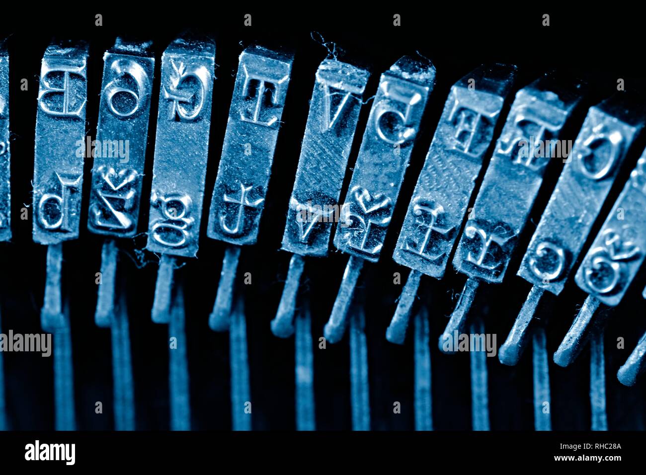 Old vintage typewriter keys and characters. Traditional typewriter ...