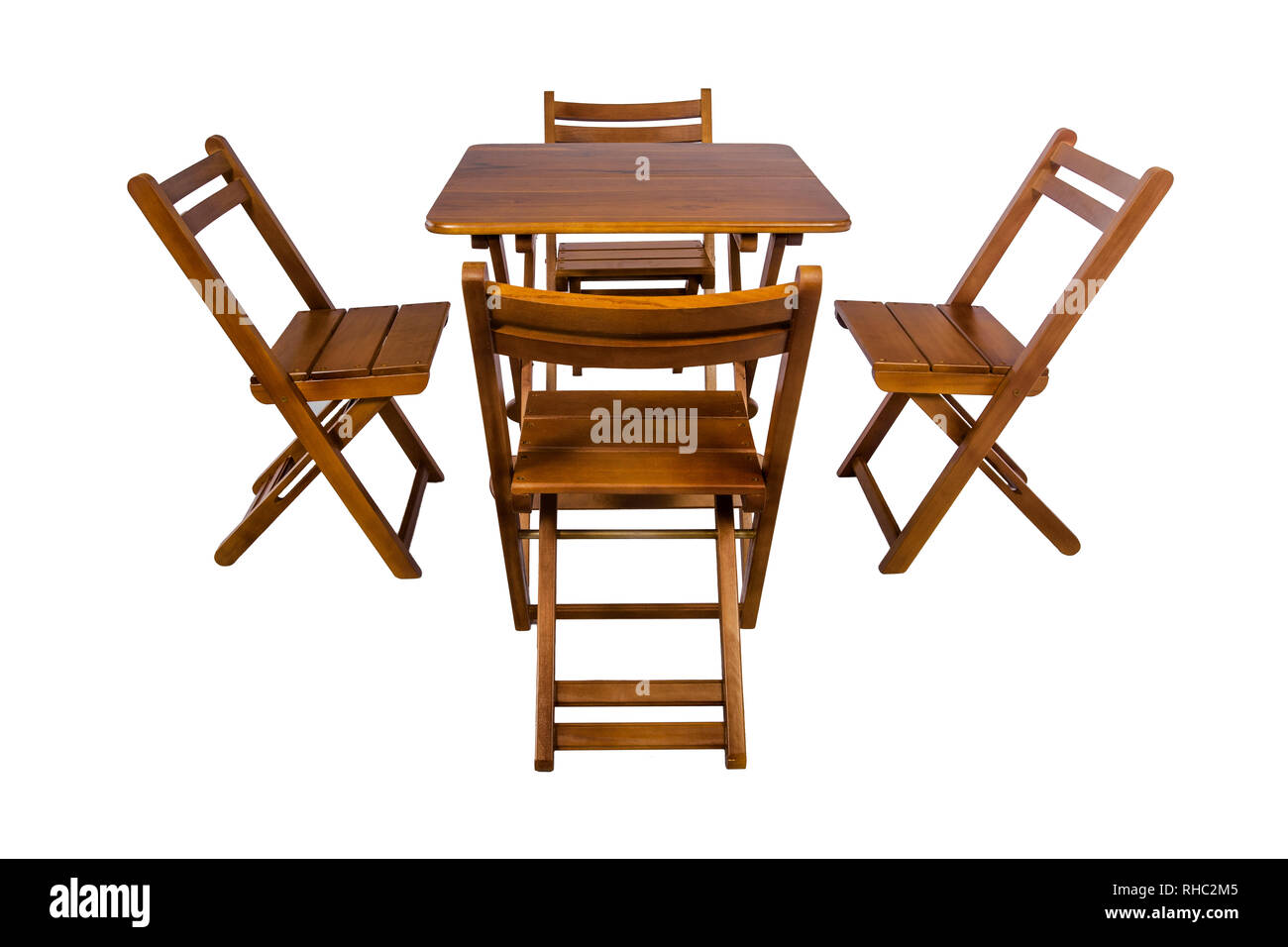 Table with chairs isolated on white background Stock Photo - Alamy