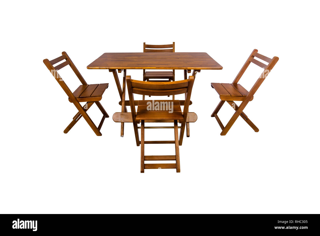Table with chairs isolated on white background Stock Photo - Alamy