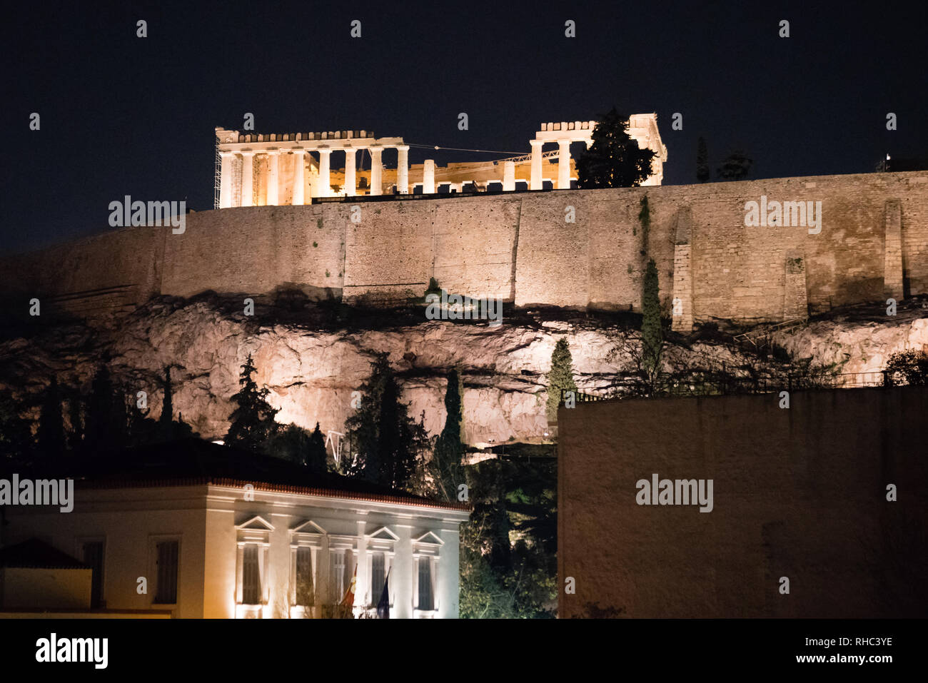 Night time at the Acropolis Stock Photo - Alamy