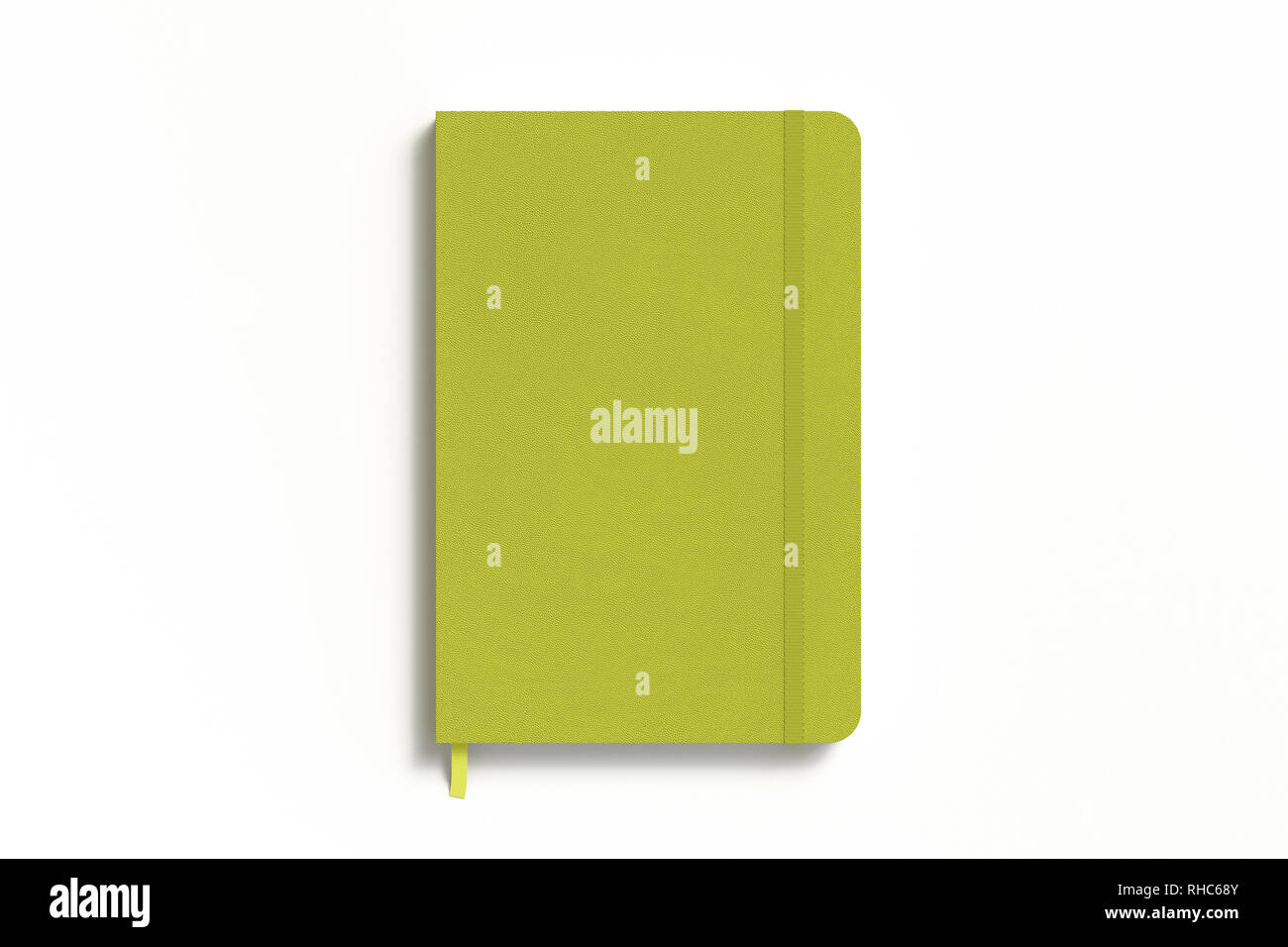 Yellow vertical notebook with elastic band on white background Stock ...