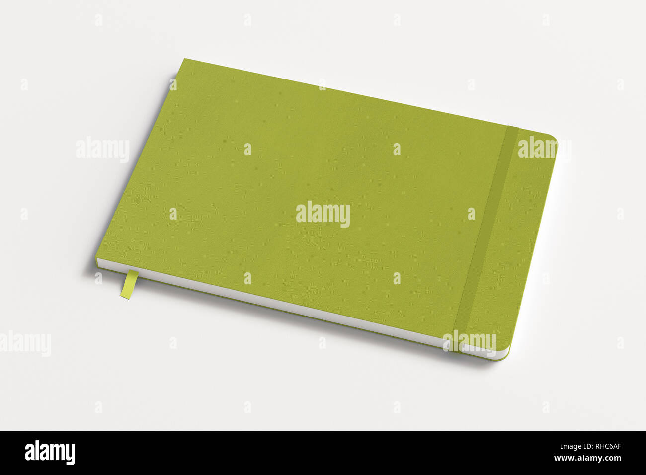 Yellow horizontal notebook with elastic band on white background Stock ...