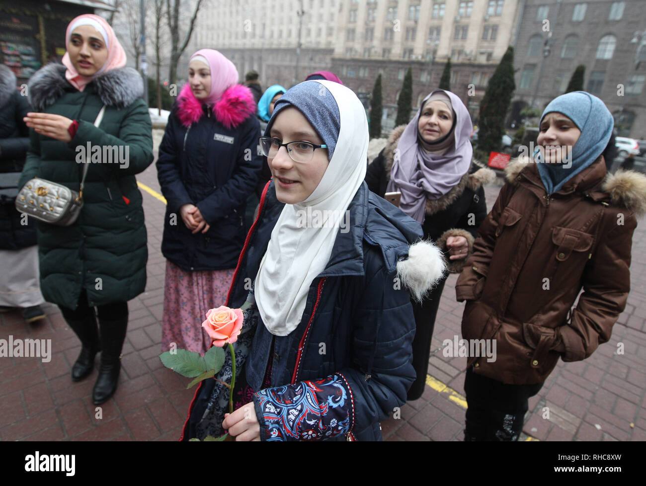 Kiev, Ukraine. 01st Feb, 2019. Ukrainian Muslim woman seen with a ...