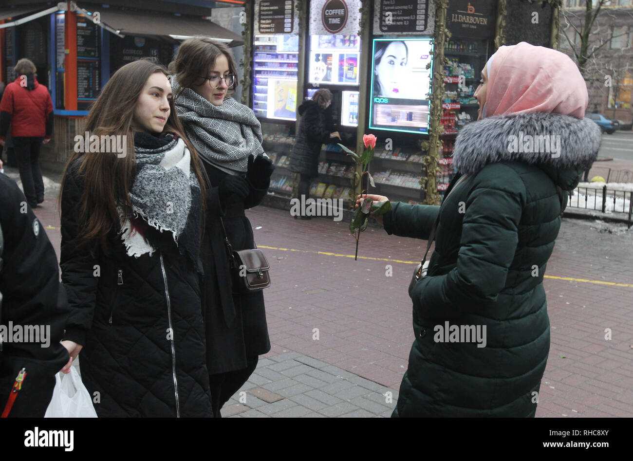 Kiev, Ukraine. 01st Feb, 2019. Ukrainian Muslim woman seen dedicating a ...