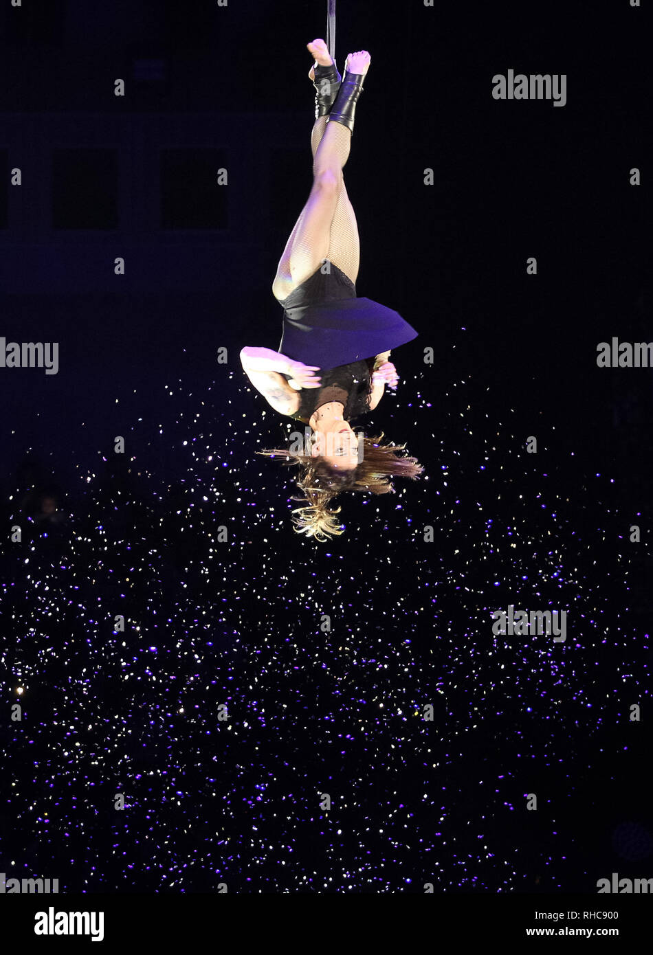 Kiev, Ukraine. 01st Feb, 2019. Circus artists seen performing on a ...