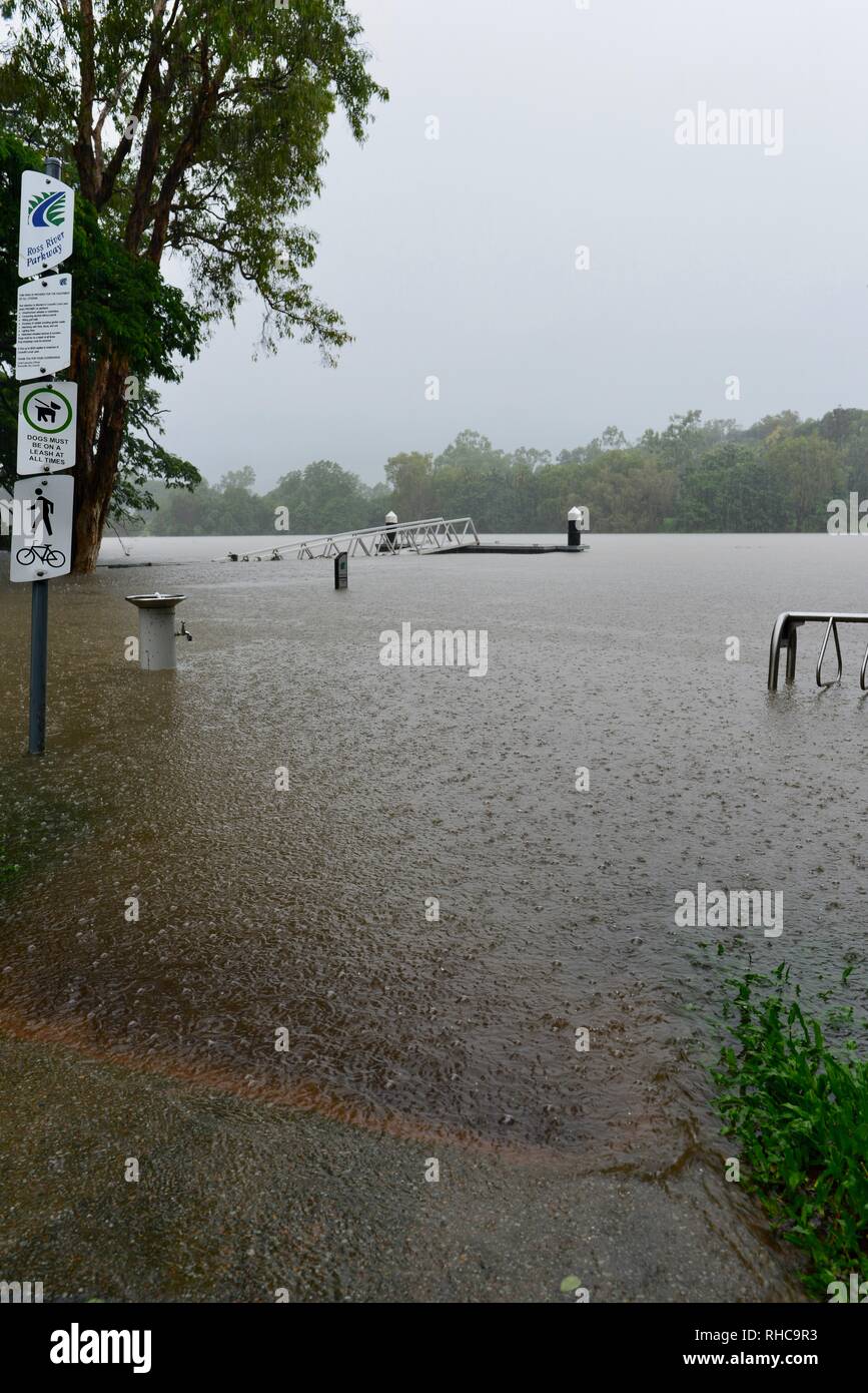 Rossiter Park showing the pontoon being inundated by flood waters ...