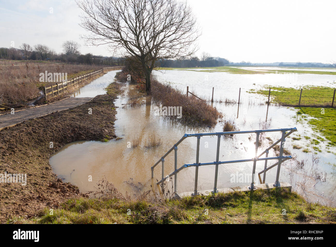 Flood plain near the new finberry housing development, ashford, kent ...