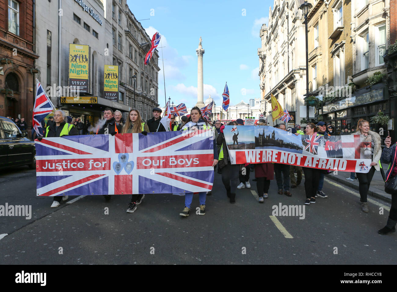 London, UK. 2nd Feb, 2019. Yellow vest protest. members protest in ...