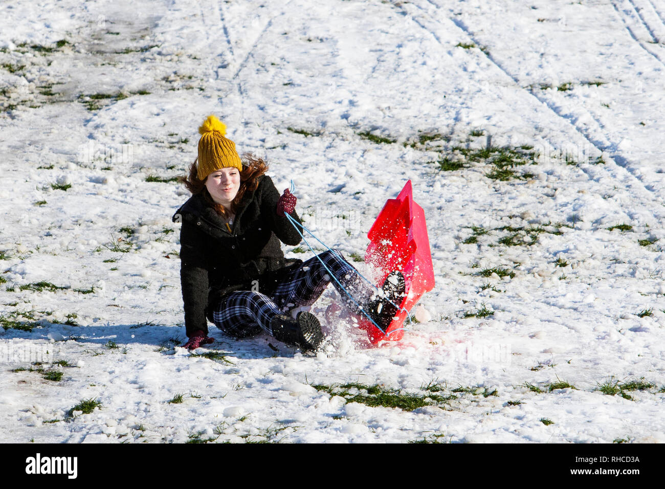 Chippenham, Wiltshire, UK. 2nd February, 2019. A woman enjoying the ...