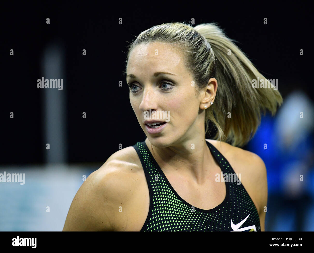 Berlin, Germany. 01st Feb, 2019. ISTAF Indoor, 60 meters hurdles, women ...