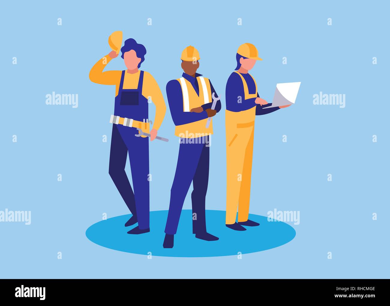 Overalls construction workers group Stock Vector Images - Alamy