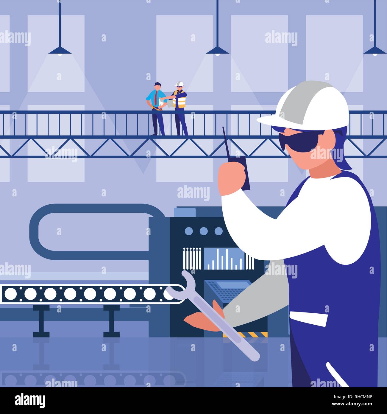 industrial worker in factory character vector illustration design Stock ...