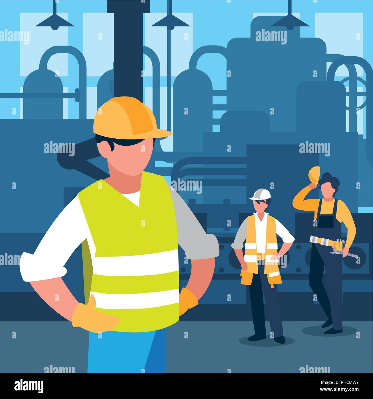 team work people in factory scene vector illustration design Stock ...