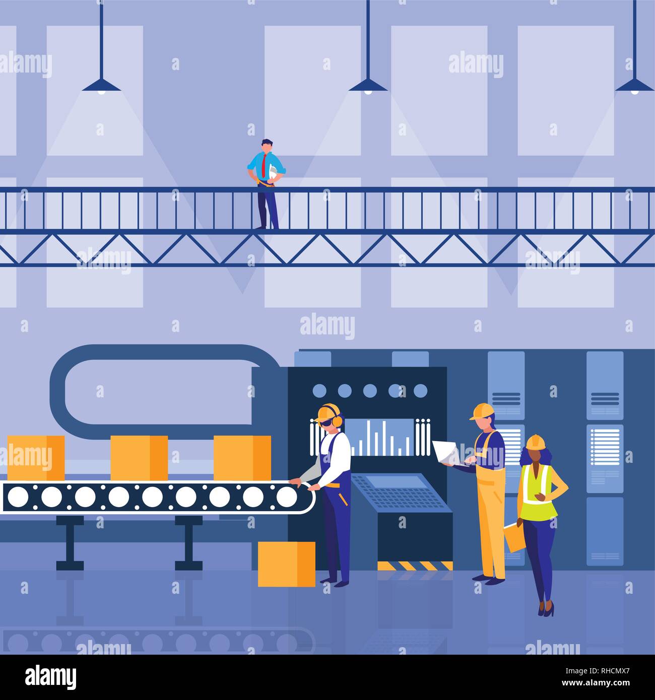 team work people in factory scene vector illustration design Stock ...