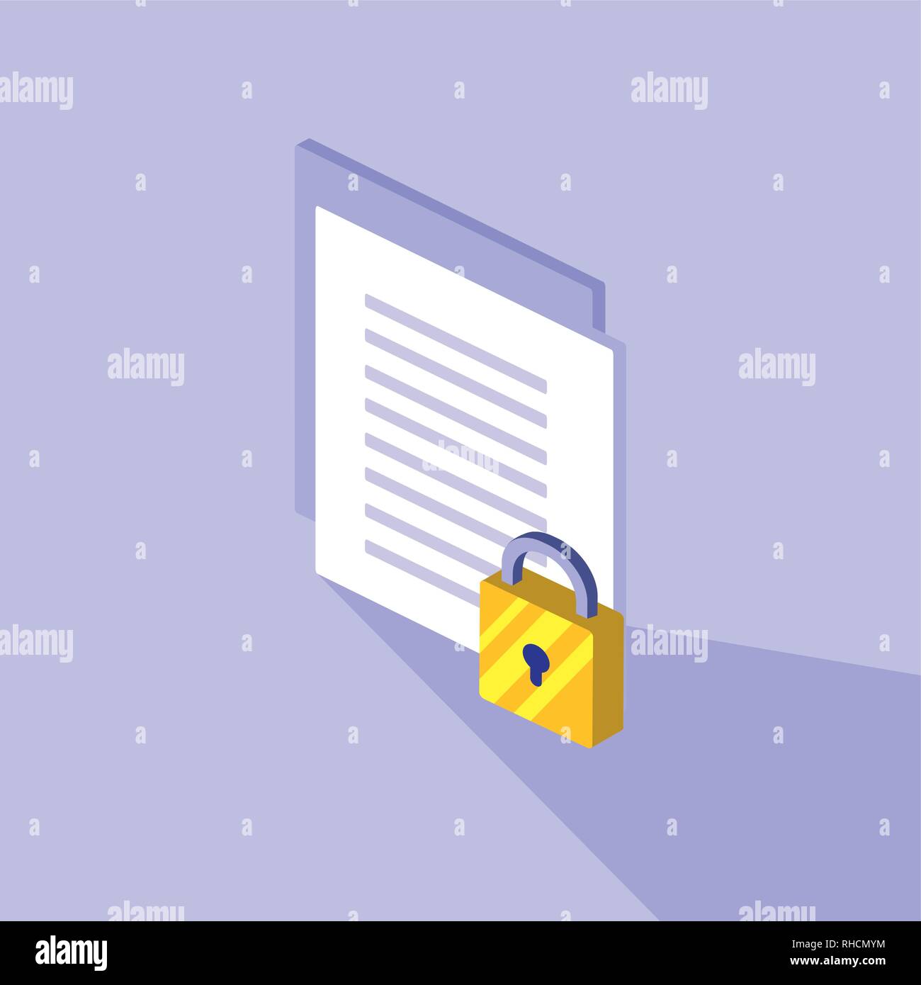 cyber security with document and padlock vector illustration design ...