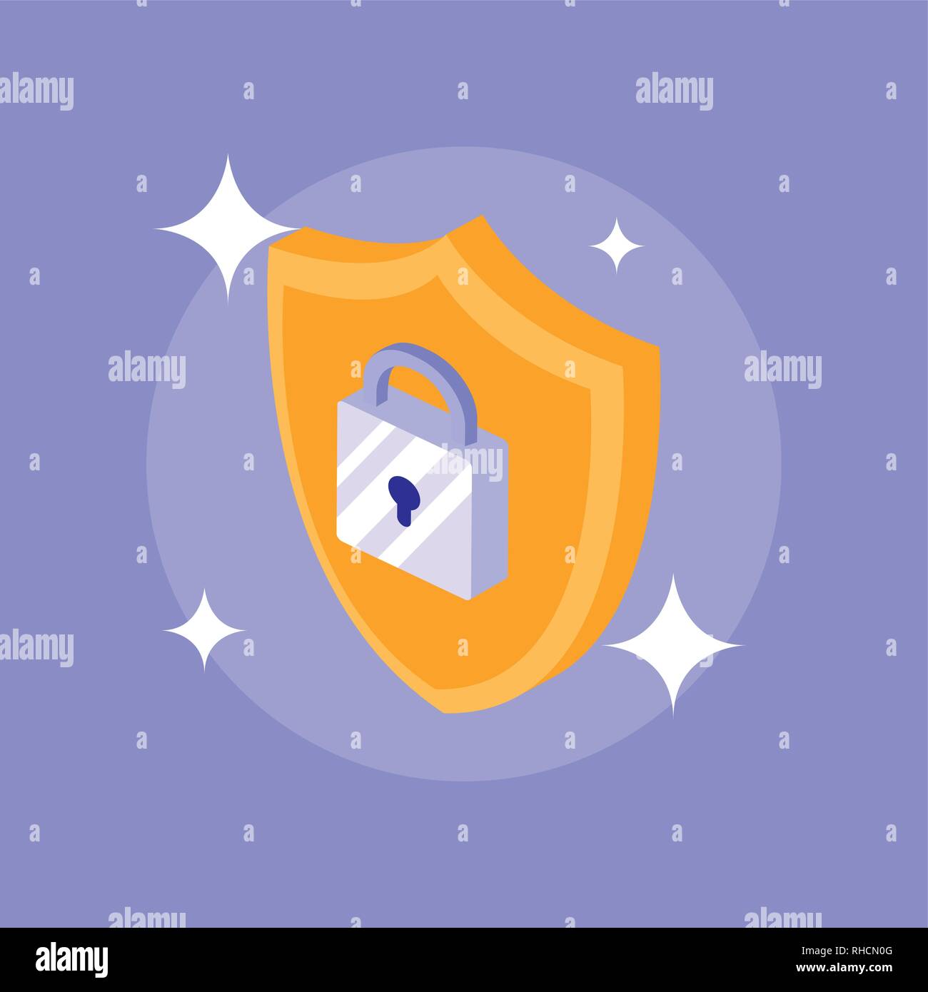 cyber security with shield and padlock vector illustration design Stock ...