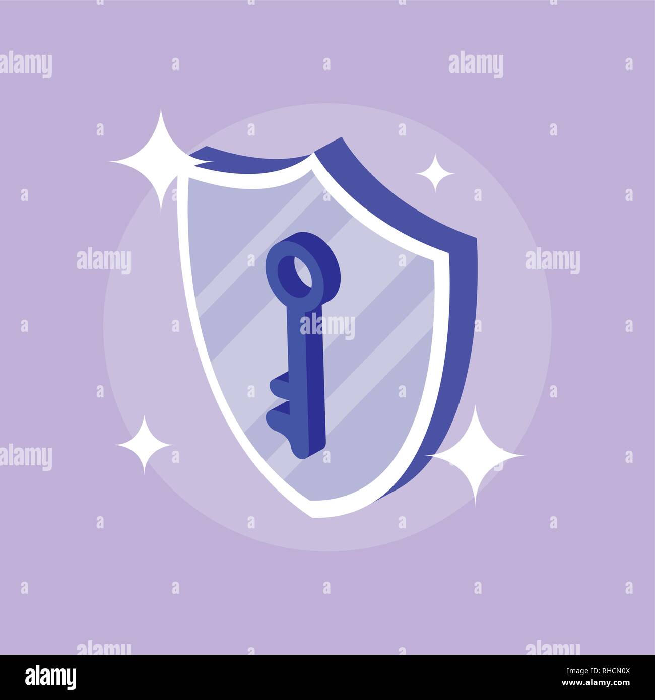cyber security with shield and key vector illustration design Stock ...