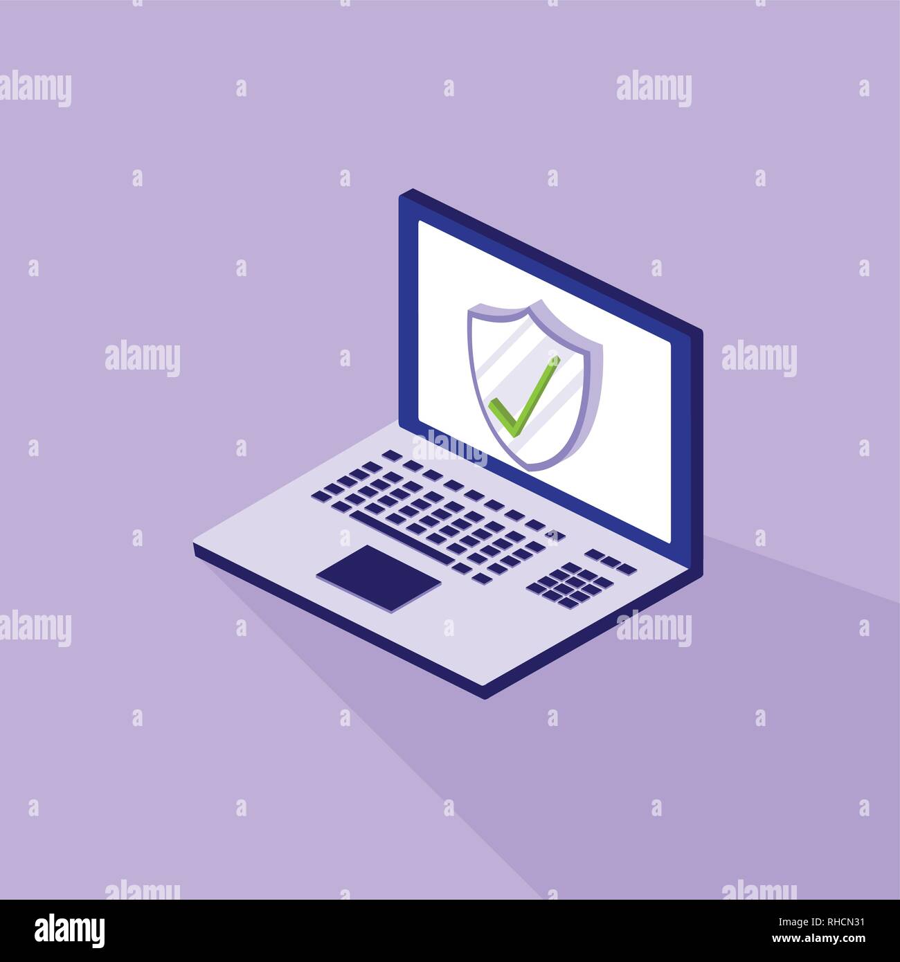 cyber security with laptop and shield vector illustration design Stock ...