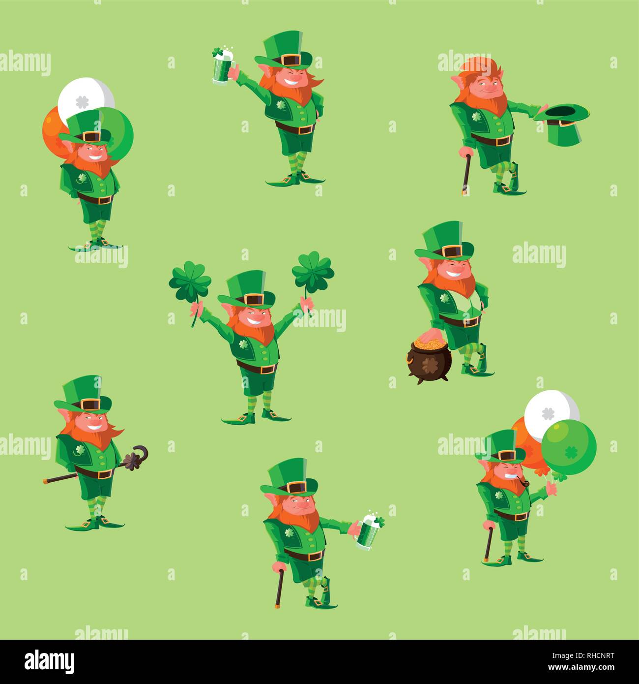 set comic leprechaun character vector illustration design Stock Vector ...