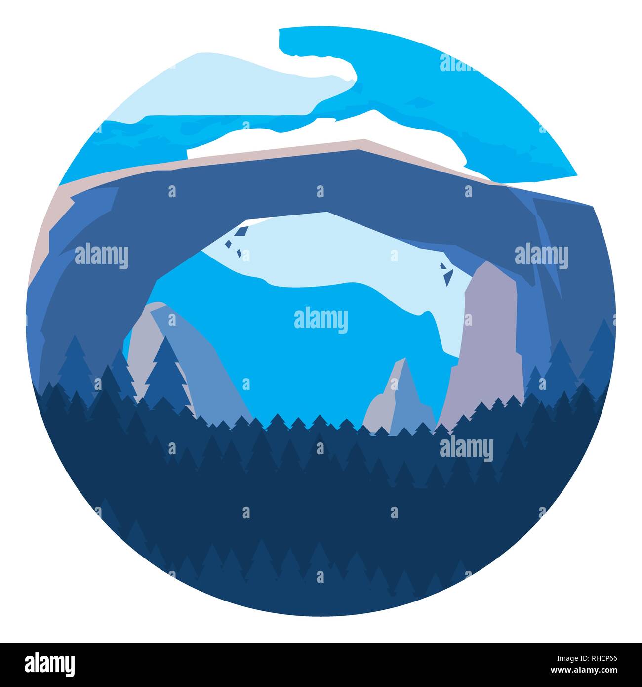 landscape nature in circular frame vector illustration design Stock ...