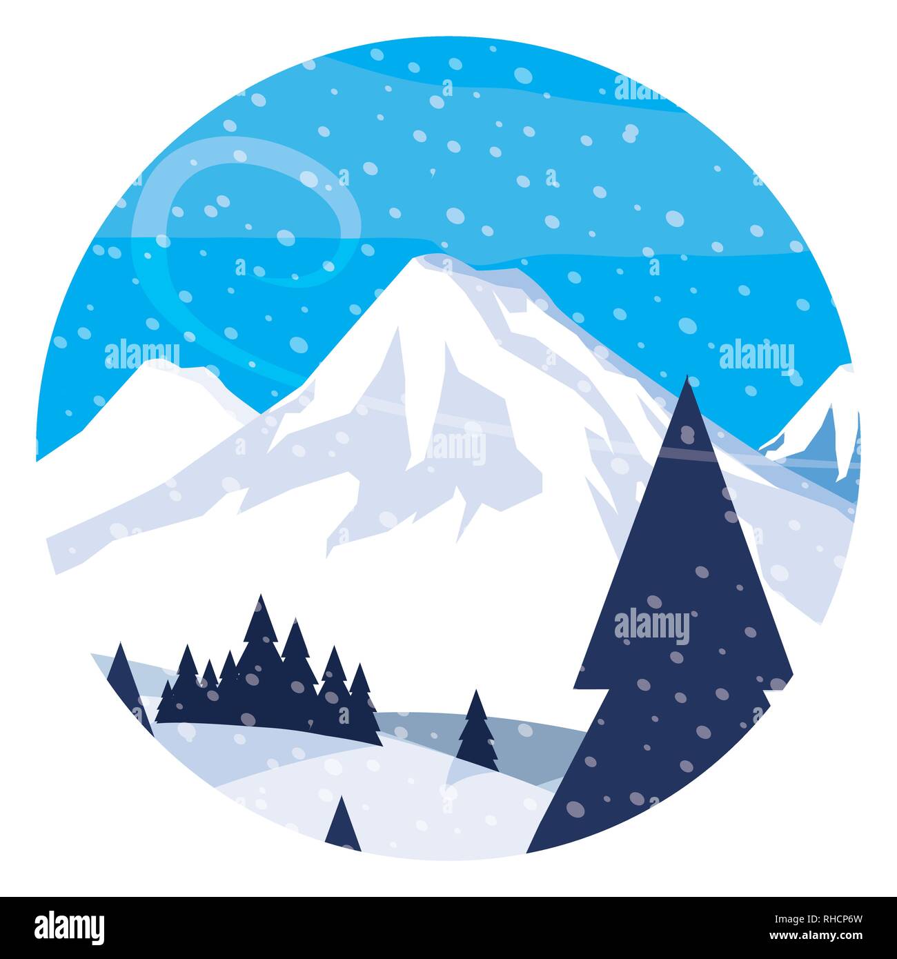 snowscape nature in circular frame vector illustration design Stock ...