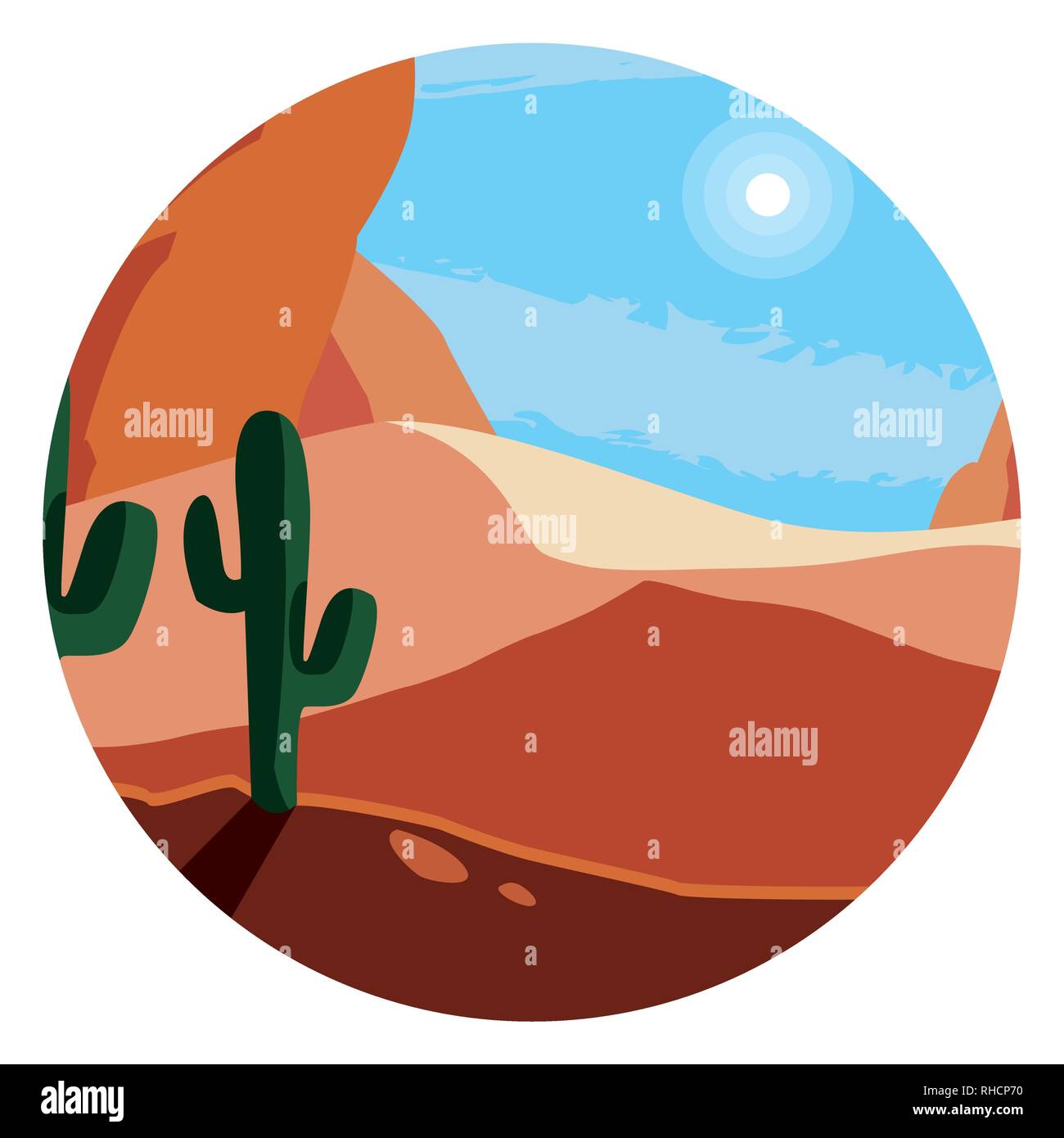 desert landscape in circular frame vector illustration design Stock ...