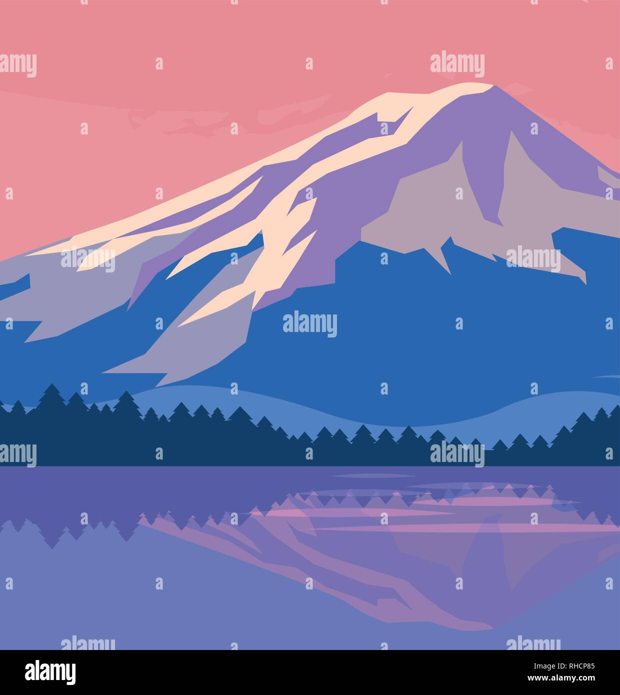 landscape with lake scene icon vector illustration design Stock Vector ...