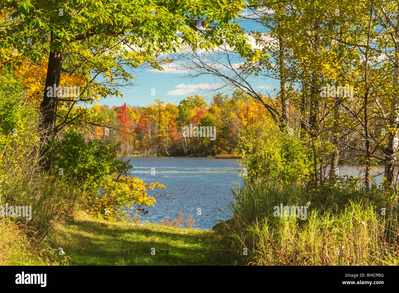 An autumn lake in northern Wisconsin Stock Photo - Alamy
