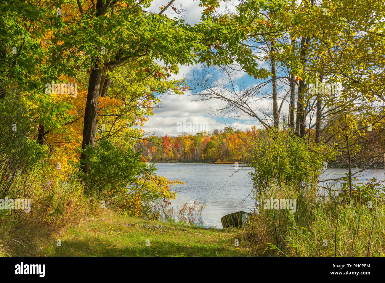 An autumn lake in northern Wisconsin Stock Photo - Alamy