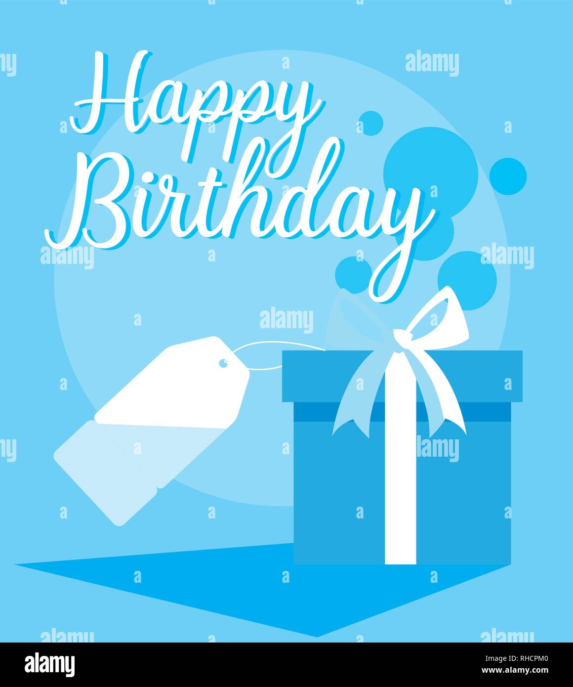 happy birthday card with gift box and tag vector illustration design ...